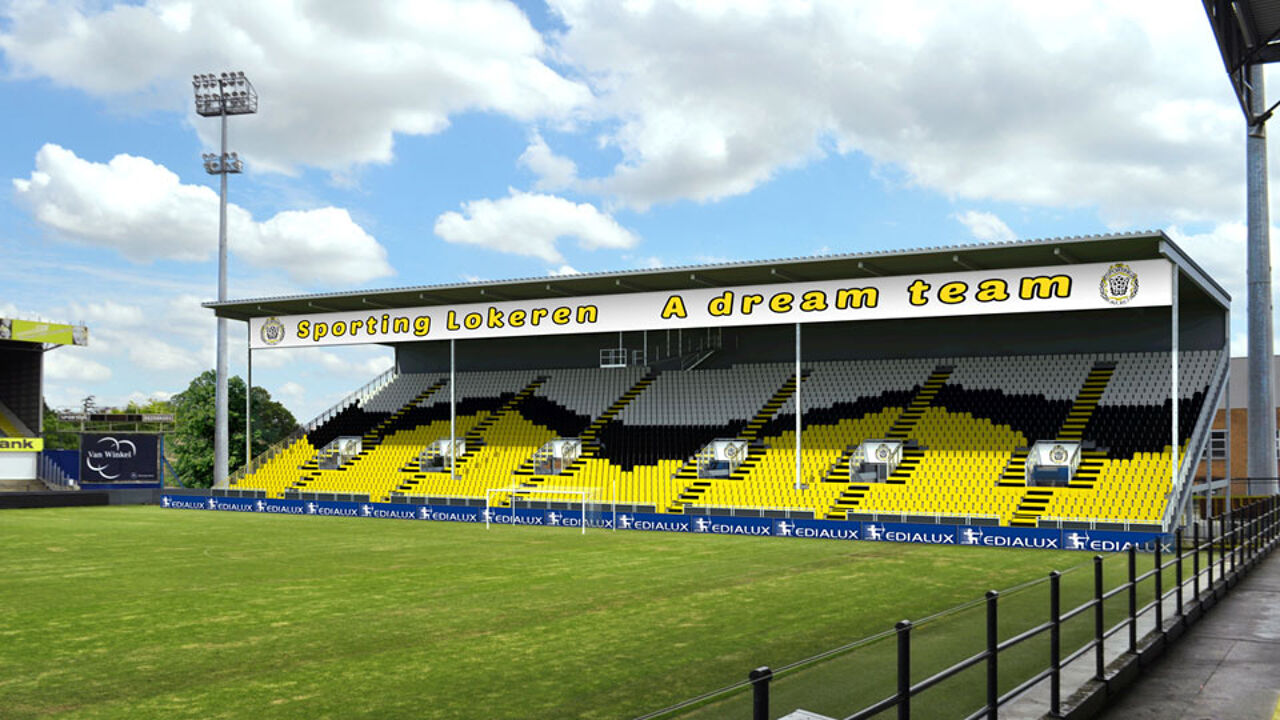 Lokeren lost impressie van zijn nieuwe tribune | sporza