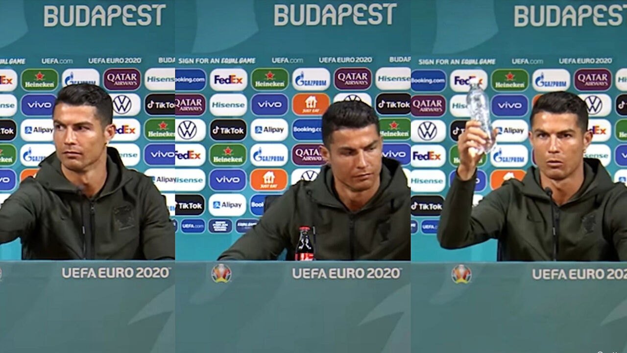 "Drink water!": Cristiano Ronaldo toont afkeer voor frisdrank op ...