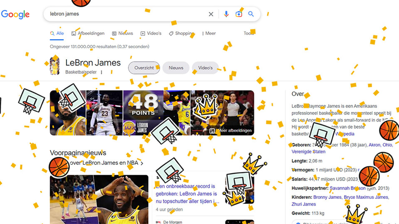 't Is feest! Google lanceert een leuke animatie voor record van LeBron ...