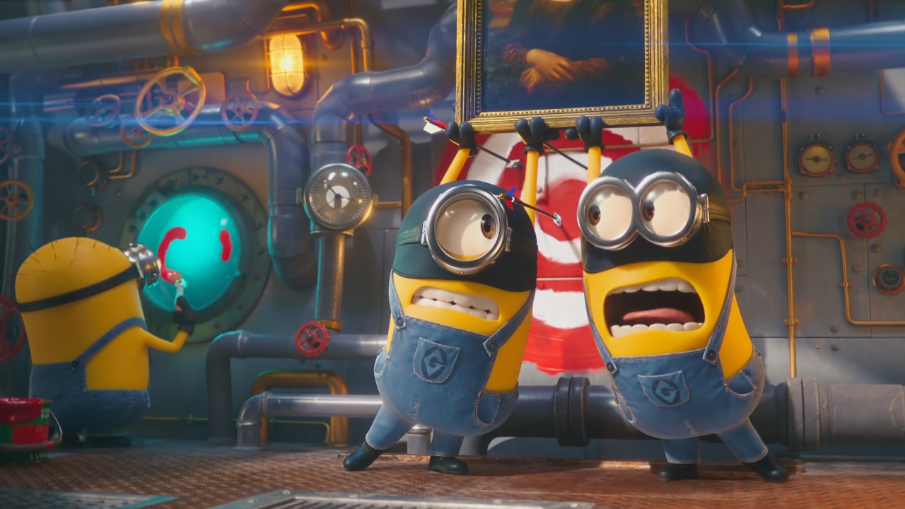 Sowieso het vrolijkste deel van de ceremonie: Minions stelen de Mona ...