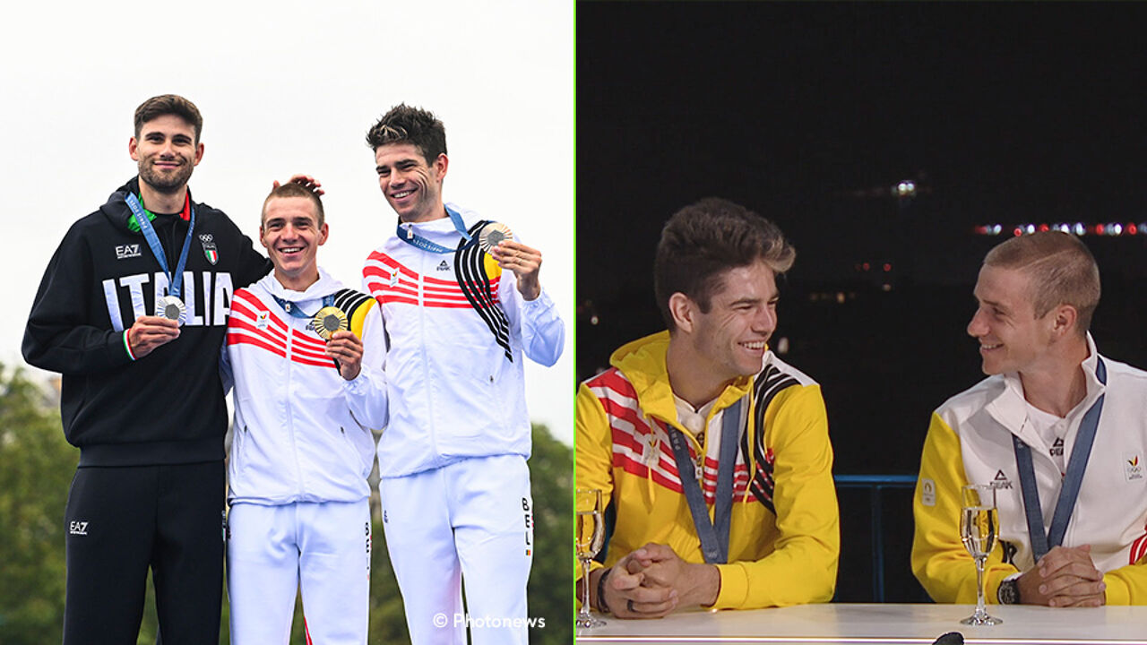 Van Aert en Evenepoel grappen erop los in Paris by Night, Remco schrikt ...