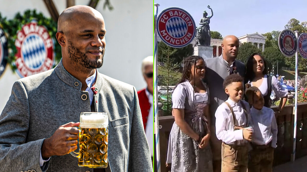Vincent Kompany trapt met vrouw en kinderen het Oktoberfest in München ...