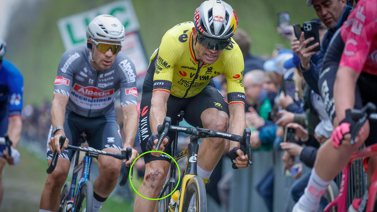 Nieuwe oorlogswonde op gehavende knie: Wout van Aert komt niet ...