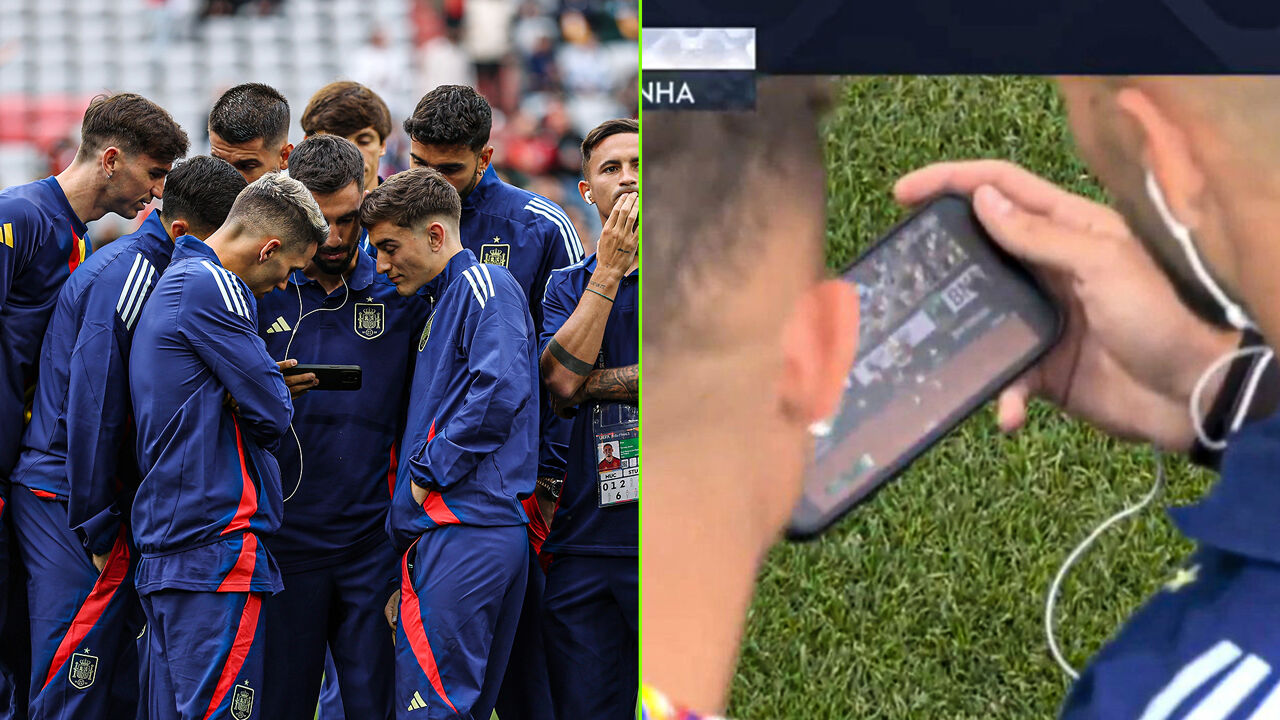 Geweldig beeld: spelers Spanje volgen met argusogen finale van ...