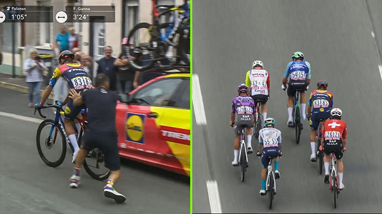 Geen fijne kennismaking met de Tour: Thibau Nys komt ten val in ...