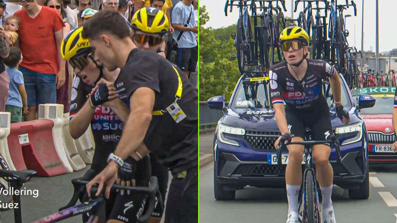 Demi Vollering loopt kneuzingen (en hersenschudding?) op bij val, team ...