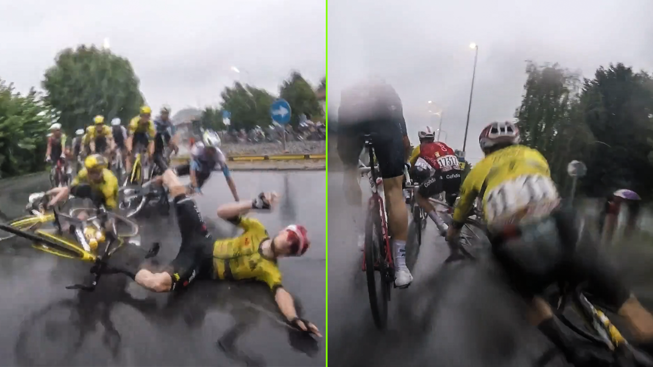 VIDEO - Plots gingen ze massaal onderuit: beleef de valpartij van Vingegaard, Pidcock en co van ...
