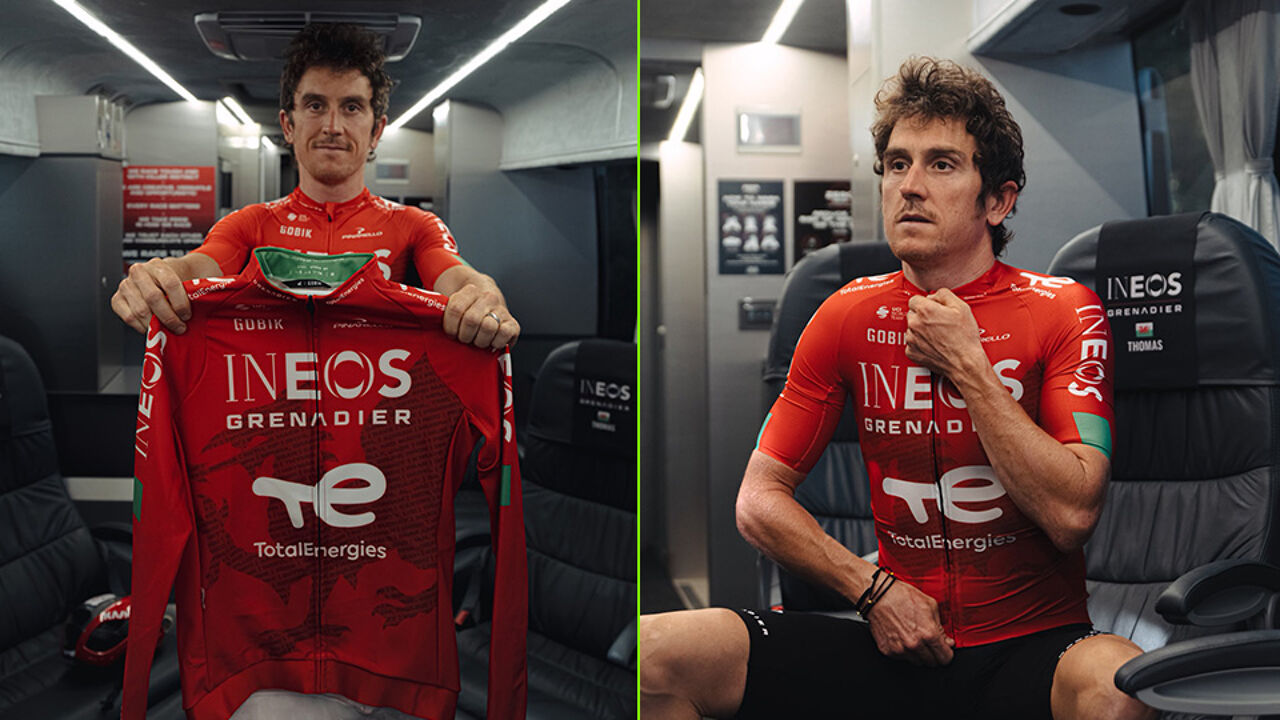 Geraint Thomas snijdt in Tour of Britain met gepersonaliseerd shirt ...