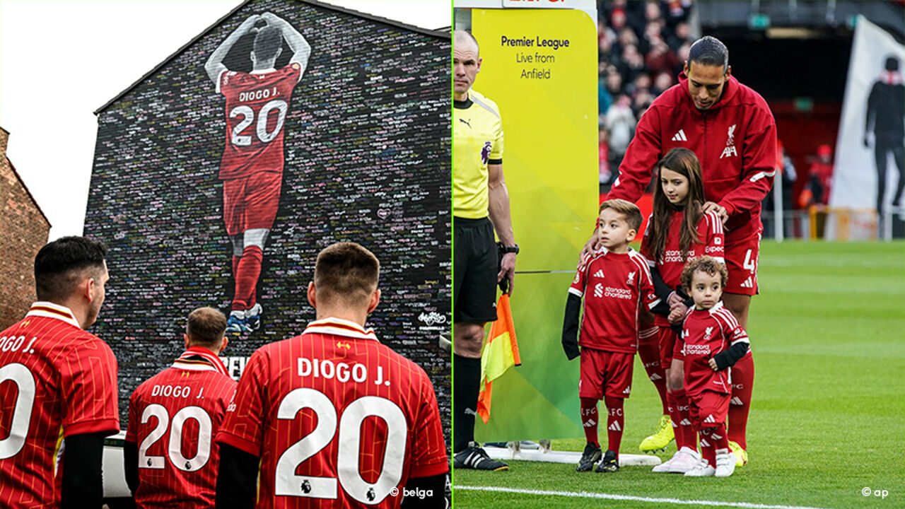 Emotioneel moment op Anfield: kinderen overleden Diogo Jota lopen mee ...